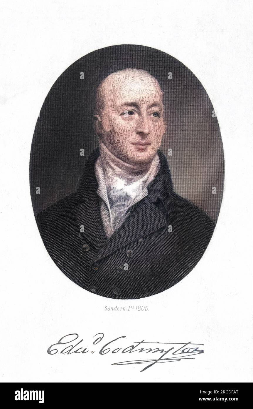 SIR EDWARD CODRINGTON British naval commander with his autograph Stock ...