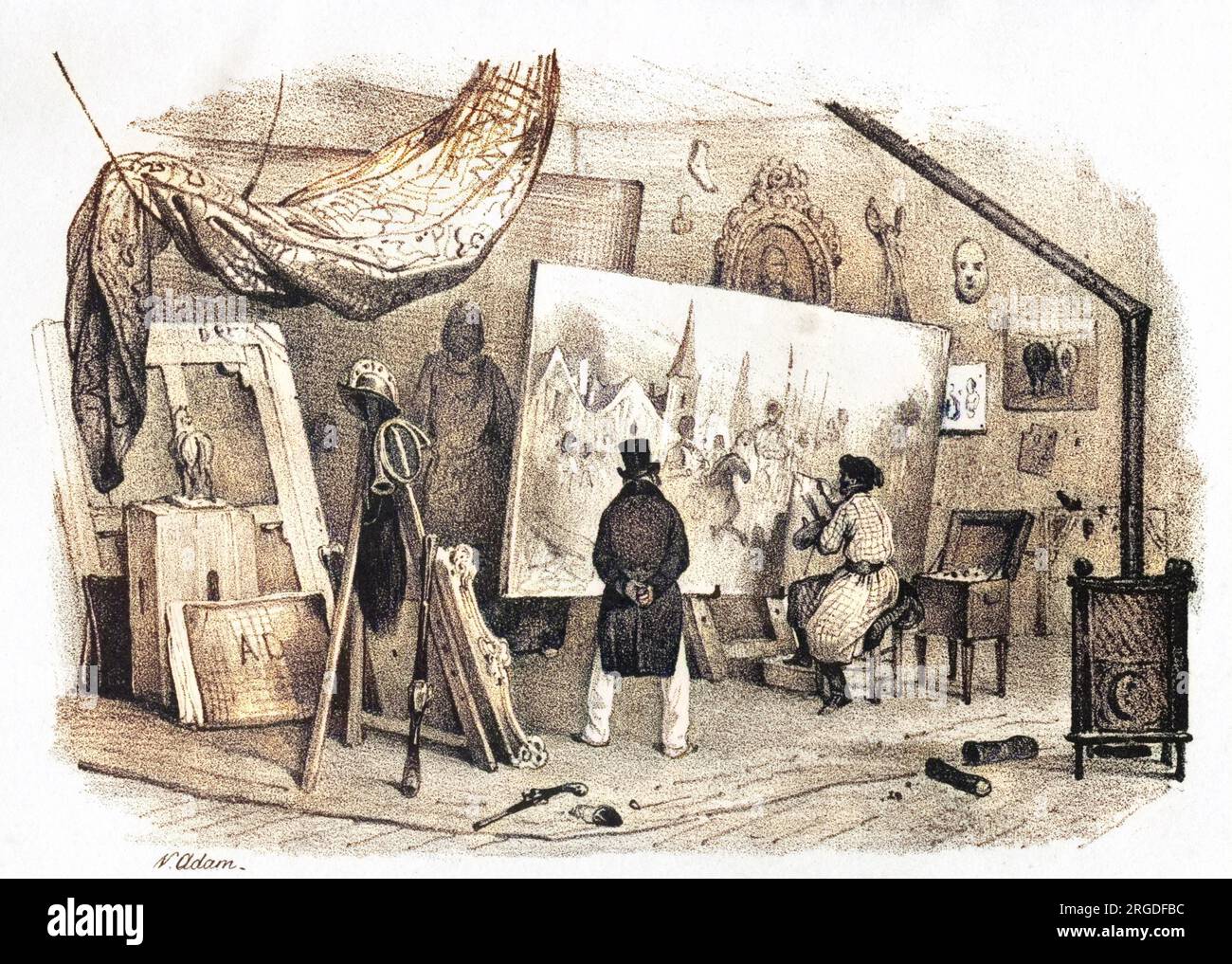 A French peintre (painter) at work in his studio Stock Photo - Alamy