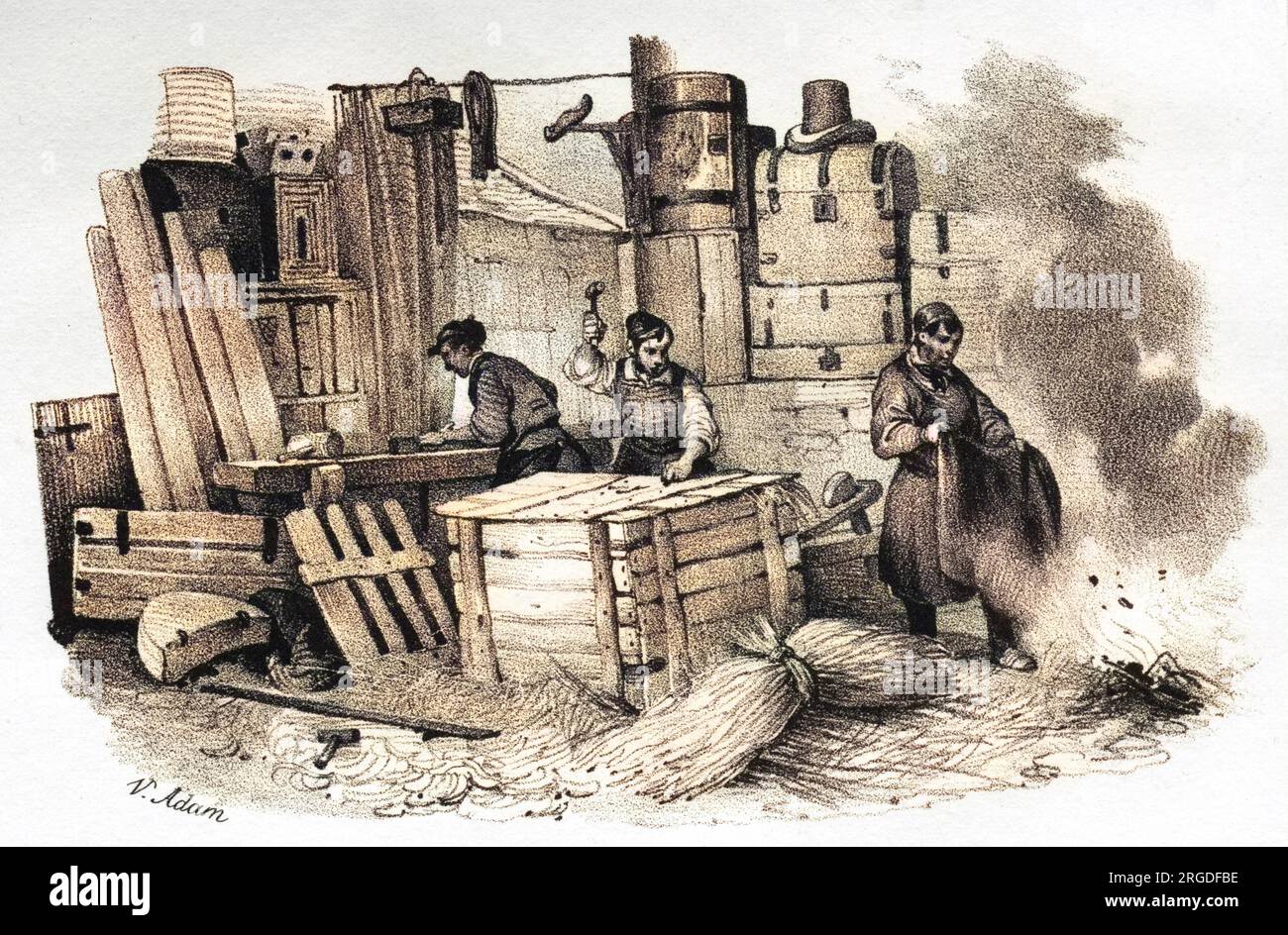 A French coffretier (box- maker) or emballeur (luggage-maker Stock ...