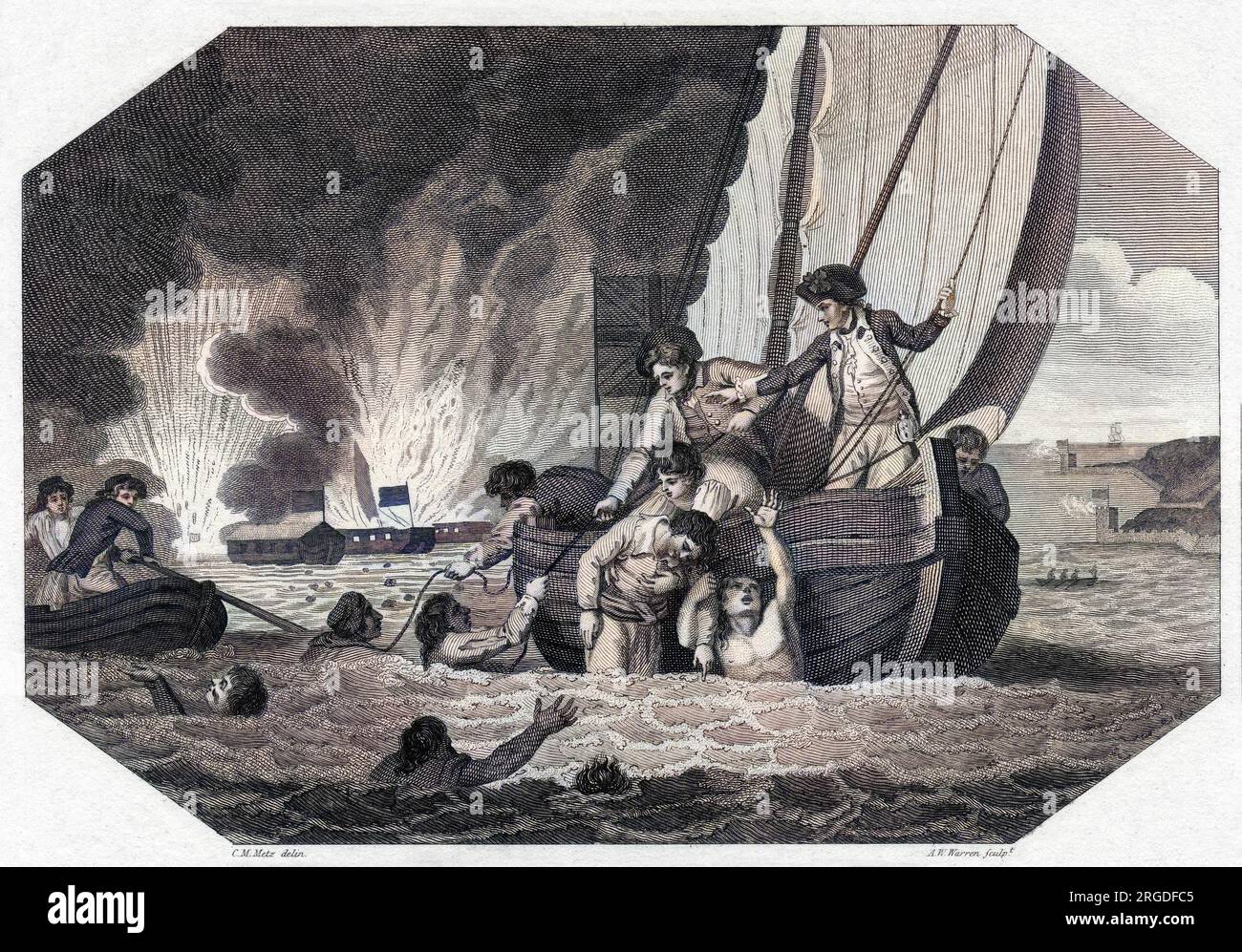 British boats rescue enemy casualties when the attacking French and ...