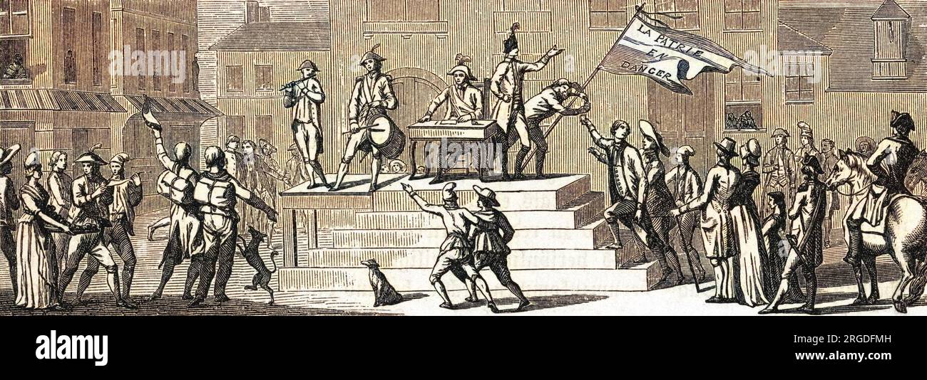 Recruitment for the armed forces - a street exhibit 'La patrie en ...