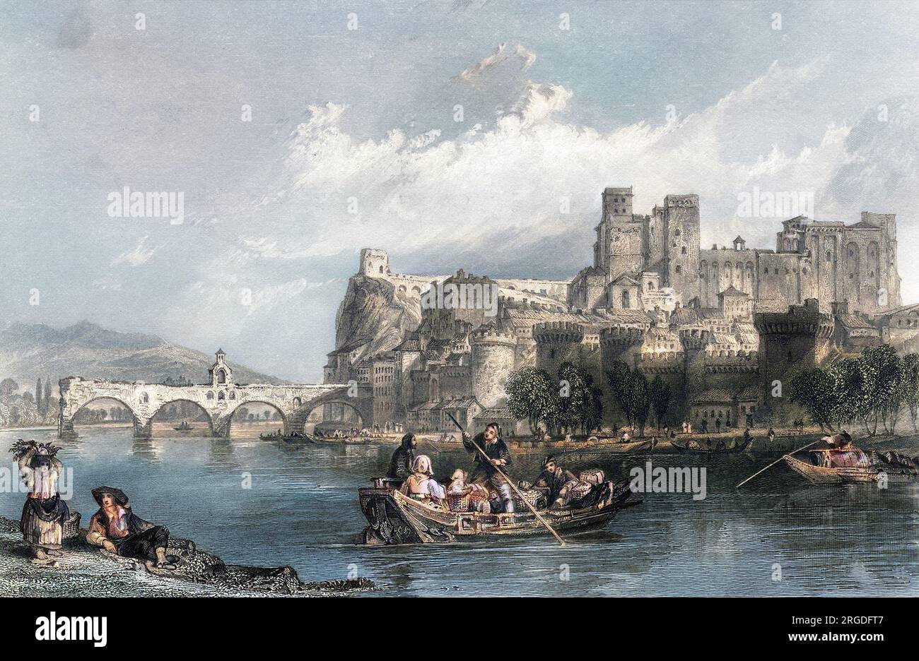 General view of the town, from the far bank of the Rhone, and showing ...