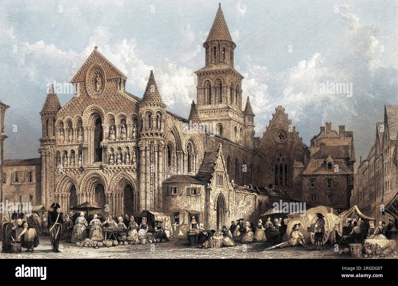 The impressive church dedicated to Notre-Dame, at Poitiers : market ...