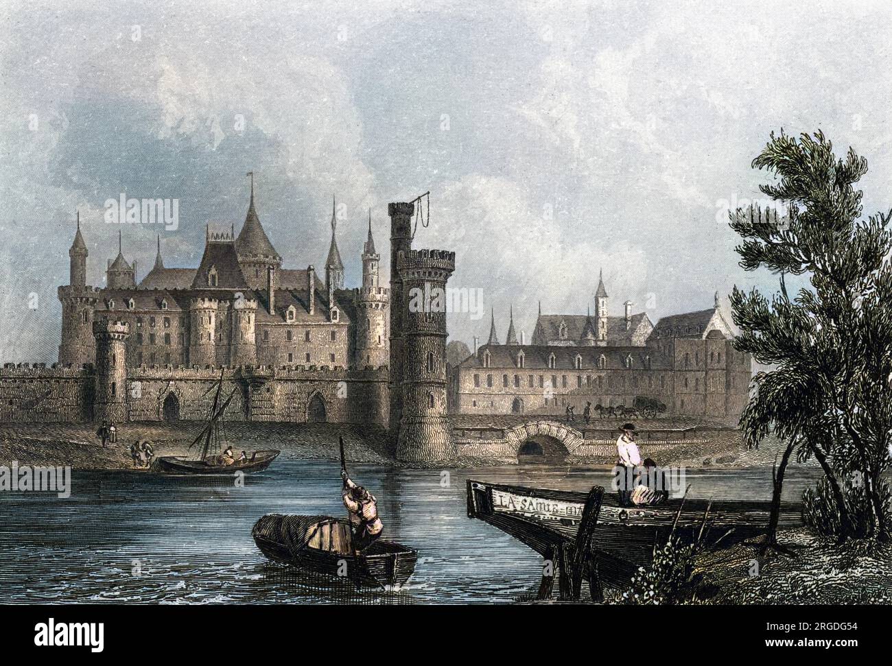The chateau du Louvre seen from across the Seine during the 16th ...