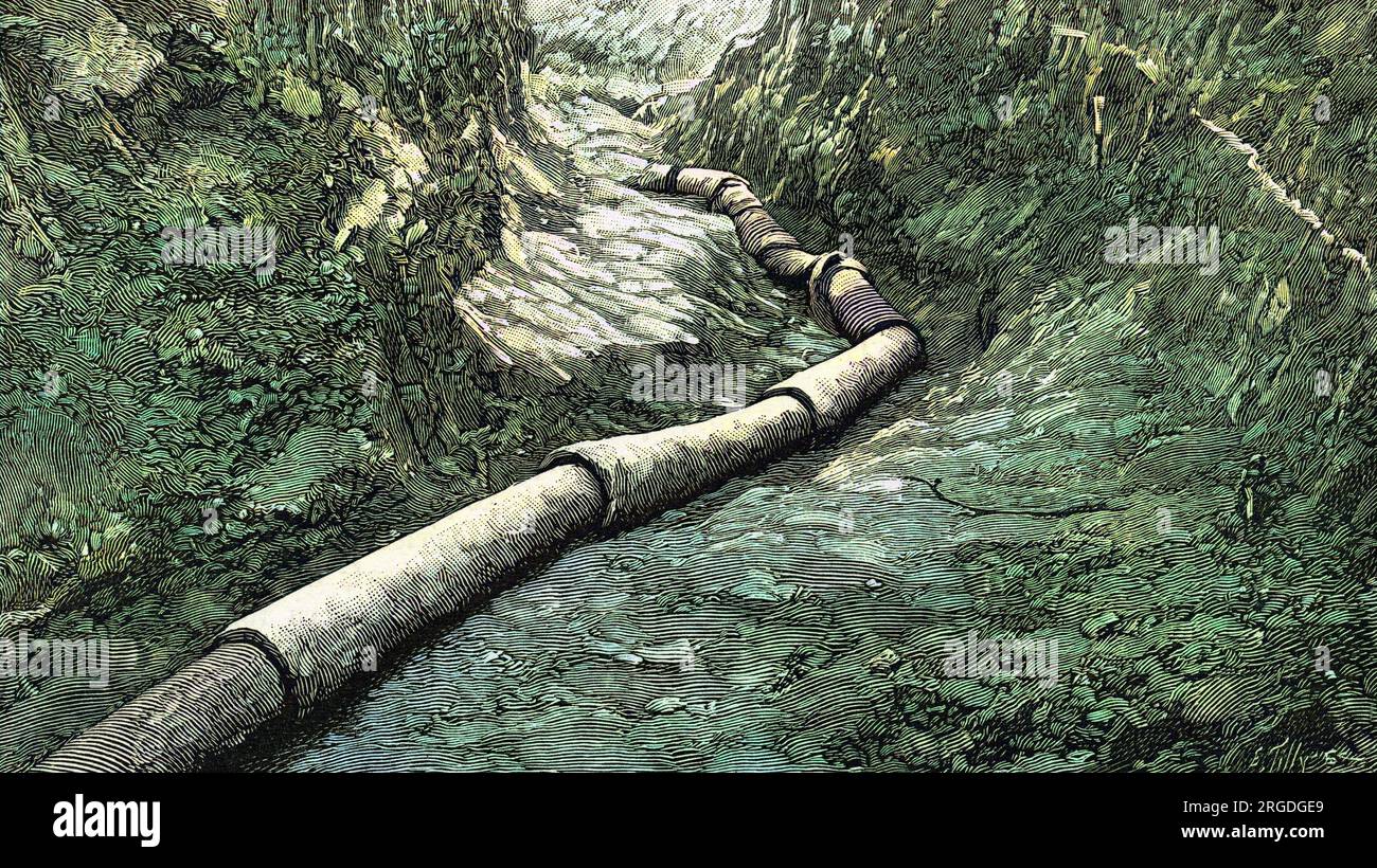 Earthernware pipe running from the centre of the mound to the plain, at ...