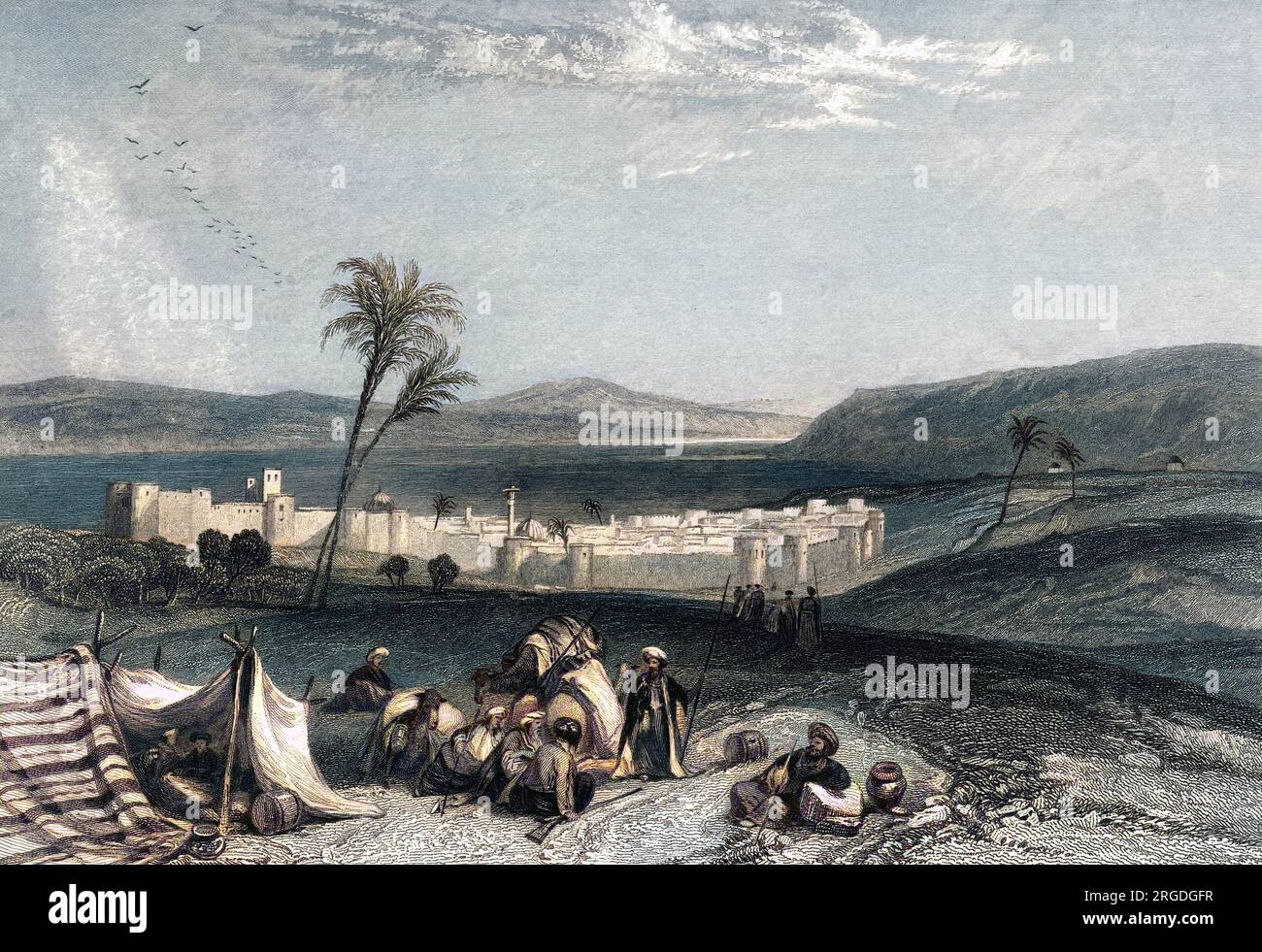 View of the town looking towards the Sea of Galilee (Lake Tiberias ...