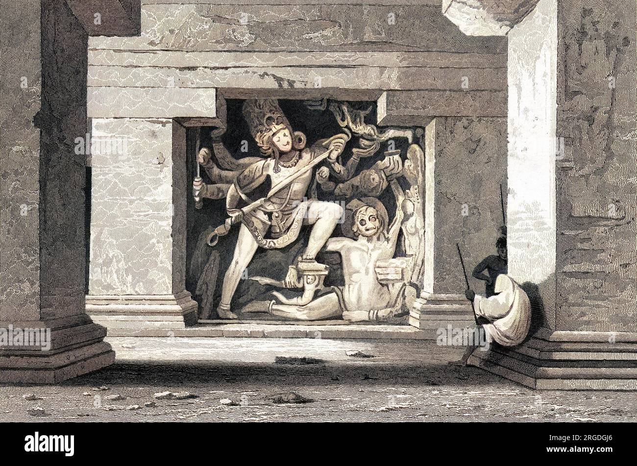 Carvings in the rock caves : Dus Awtar Stock Photo - Alamy