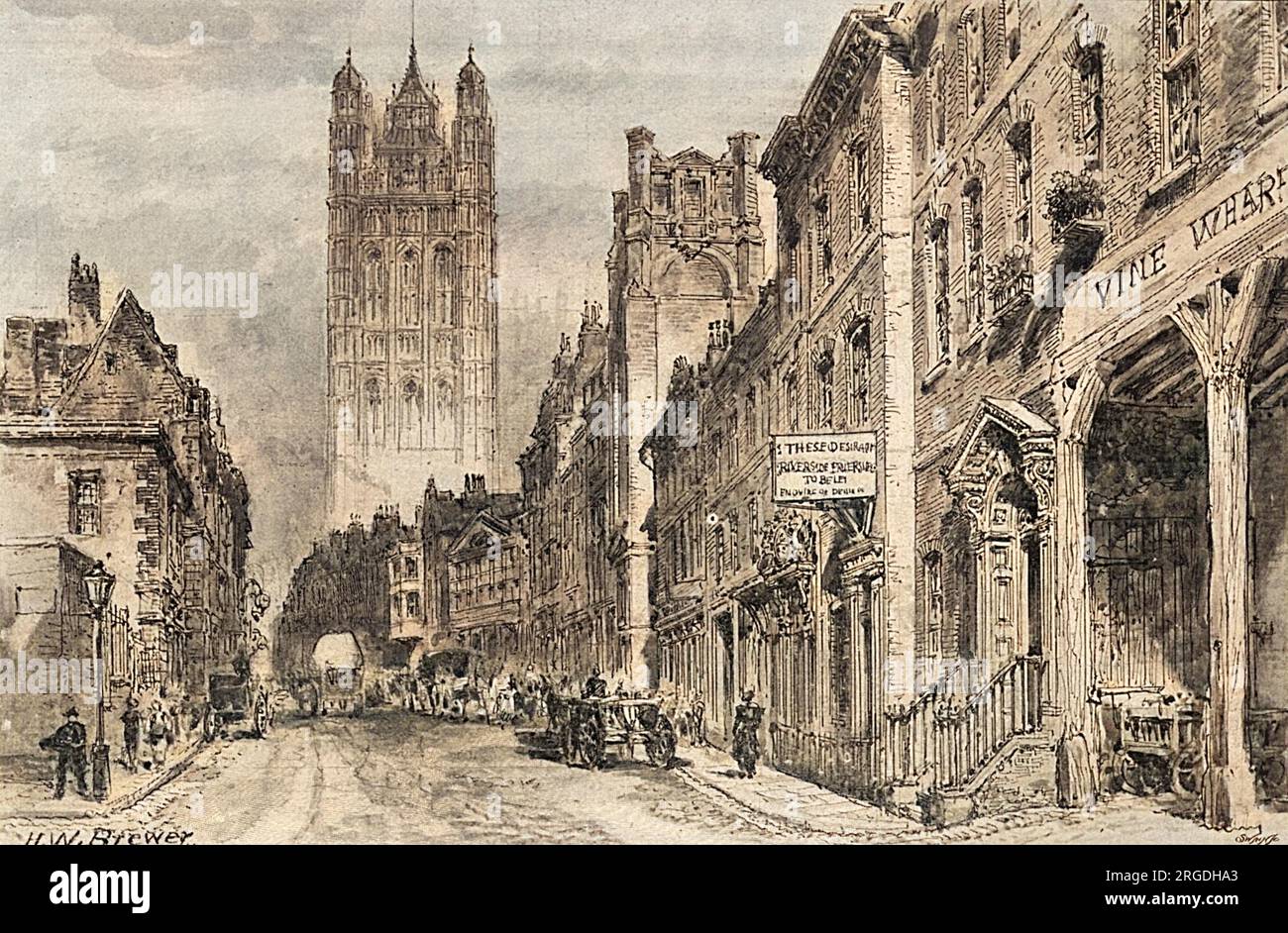 Millbank before the construction of the Embankment Stock Photo - Alamy