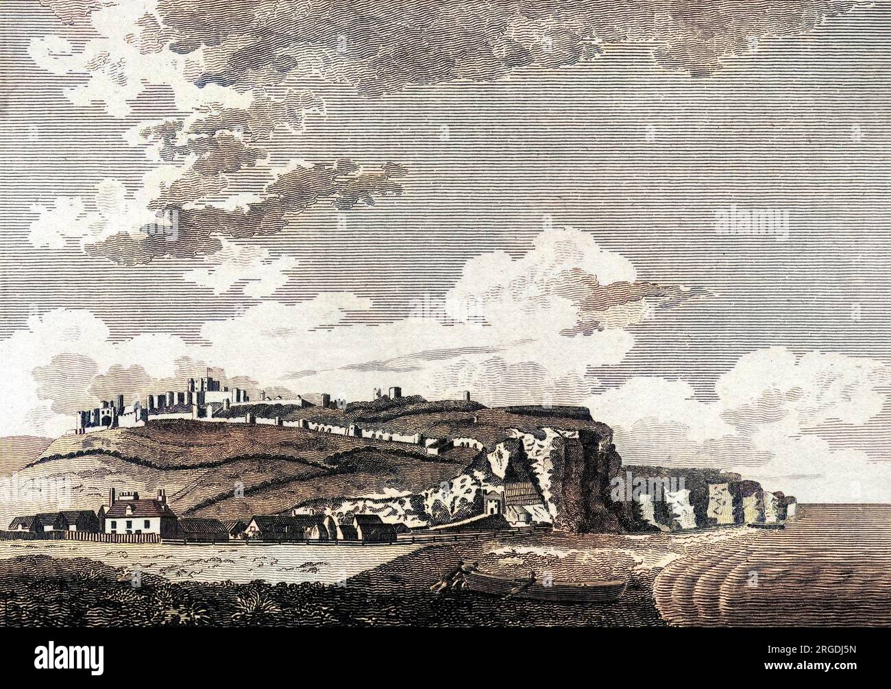 Dover Castle, Kent, in the 18th century, viewed from the south Stock ...