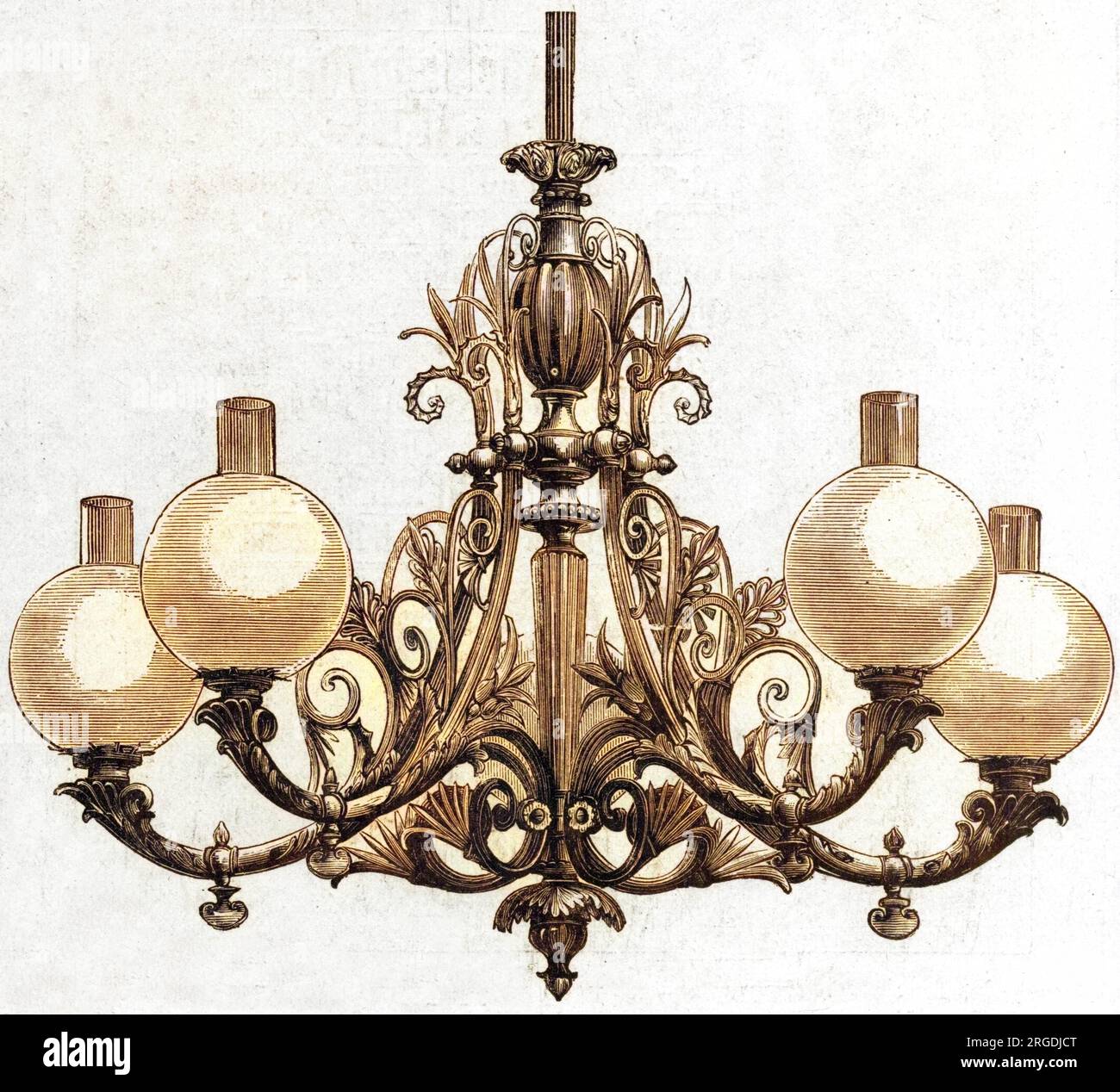 A gas lit chandelier exhibited at the Paris Universal Exhibition ...