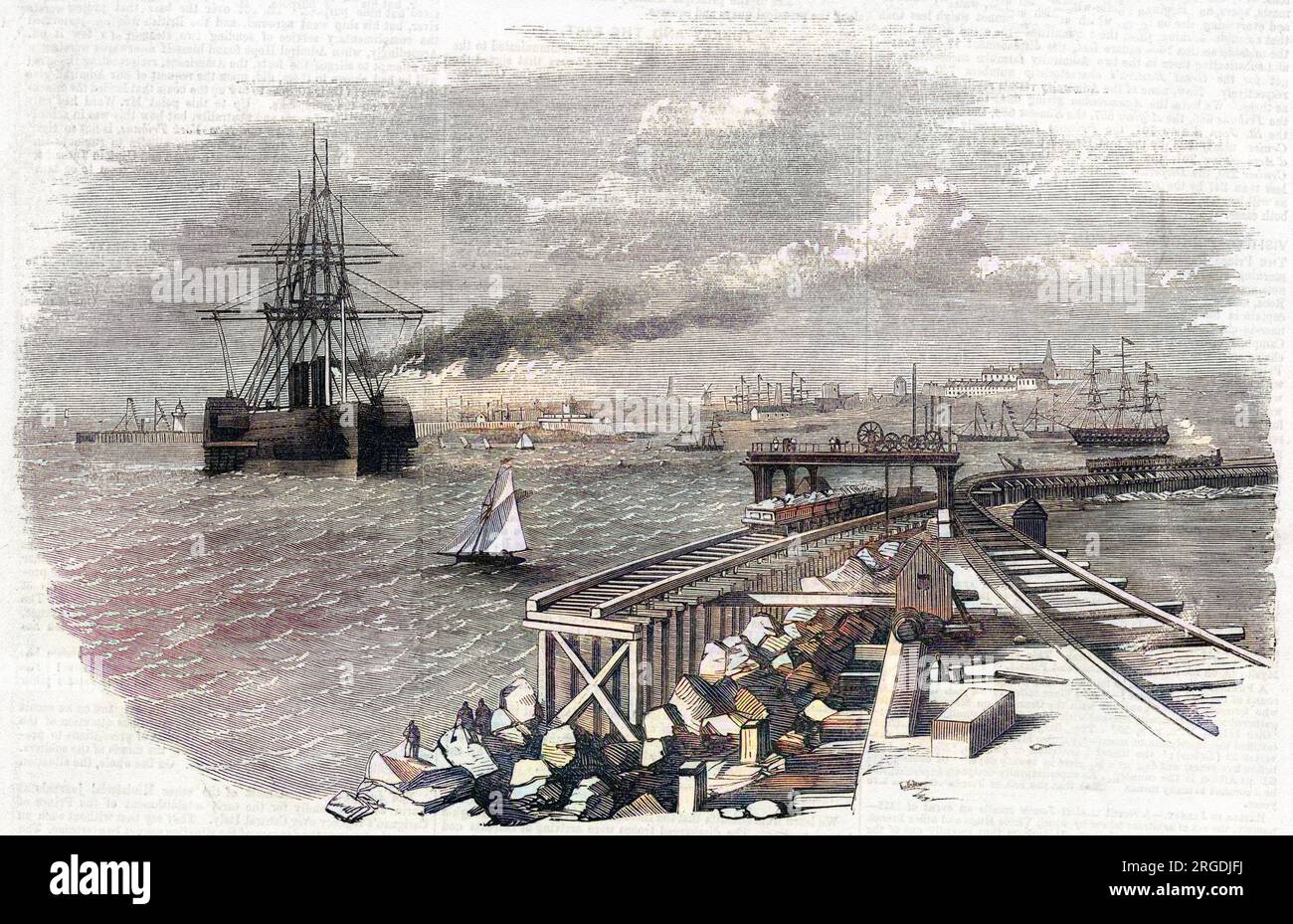 The Great Eastern steam ship entering the harbour at Holyhead, 1859 ...