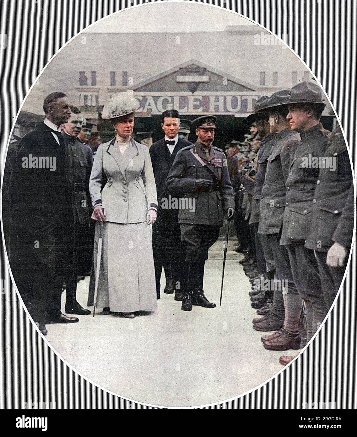 King George V and Queen Mary inspect a guard of honour of American ...