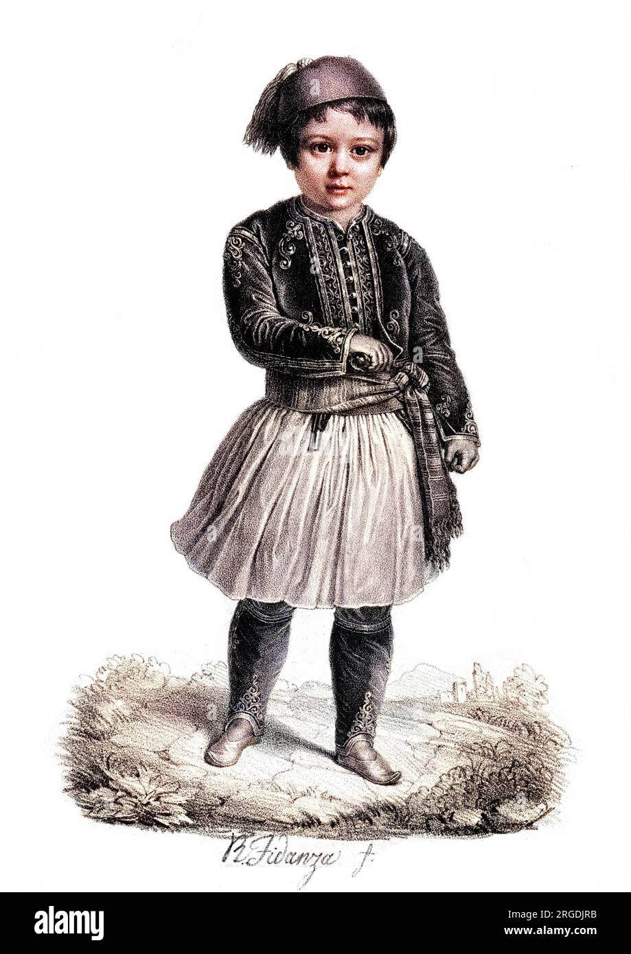 Young Italian boy, Edoardo Latino Brancaleone in traditional dress ...