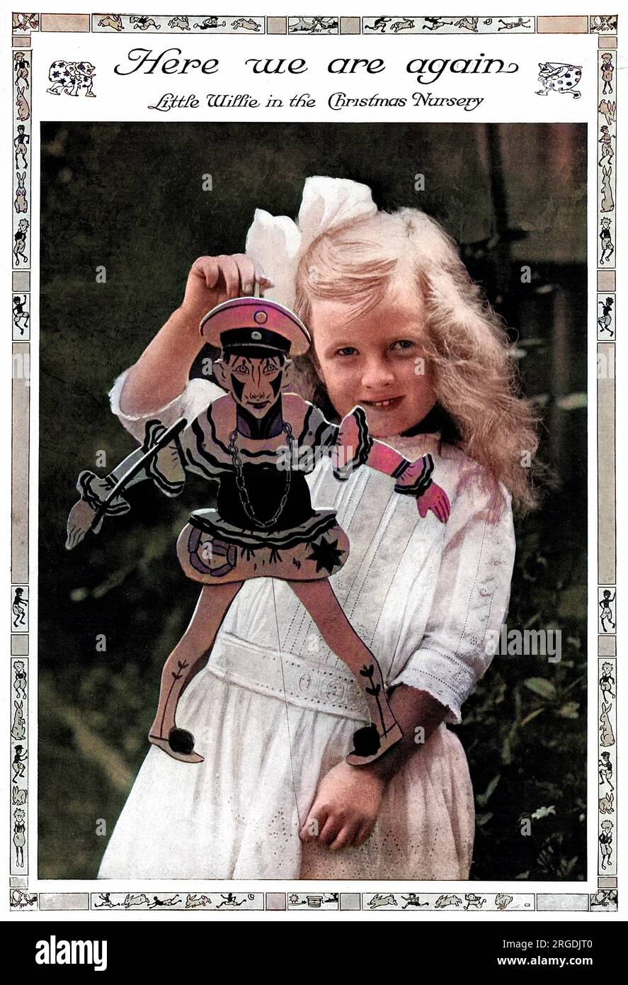 A British girl pictured with a puppet which depicts Crown Prince ...
