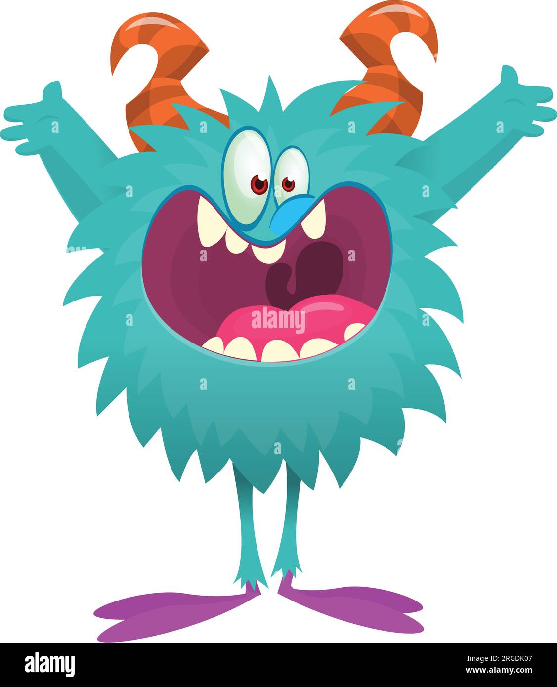 Funny cartoon monster character. Illustration of cute and happy alien ...
