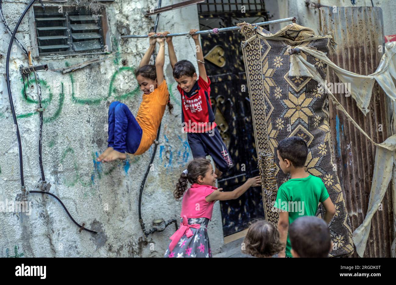 Gaza City, Palestine. 08th Aug, 2023. Palestinian refugees children ...