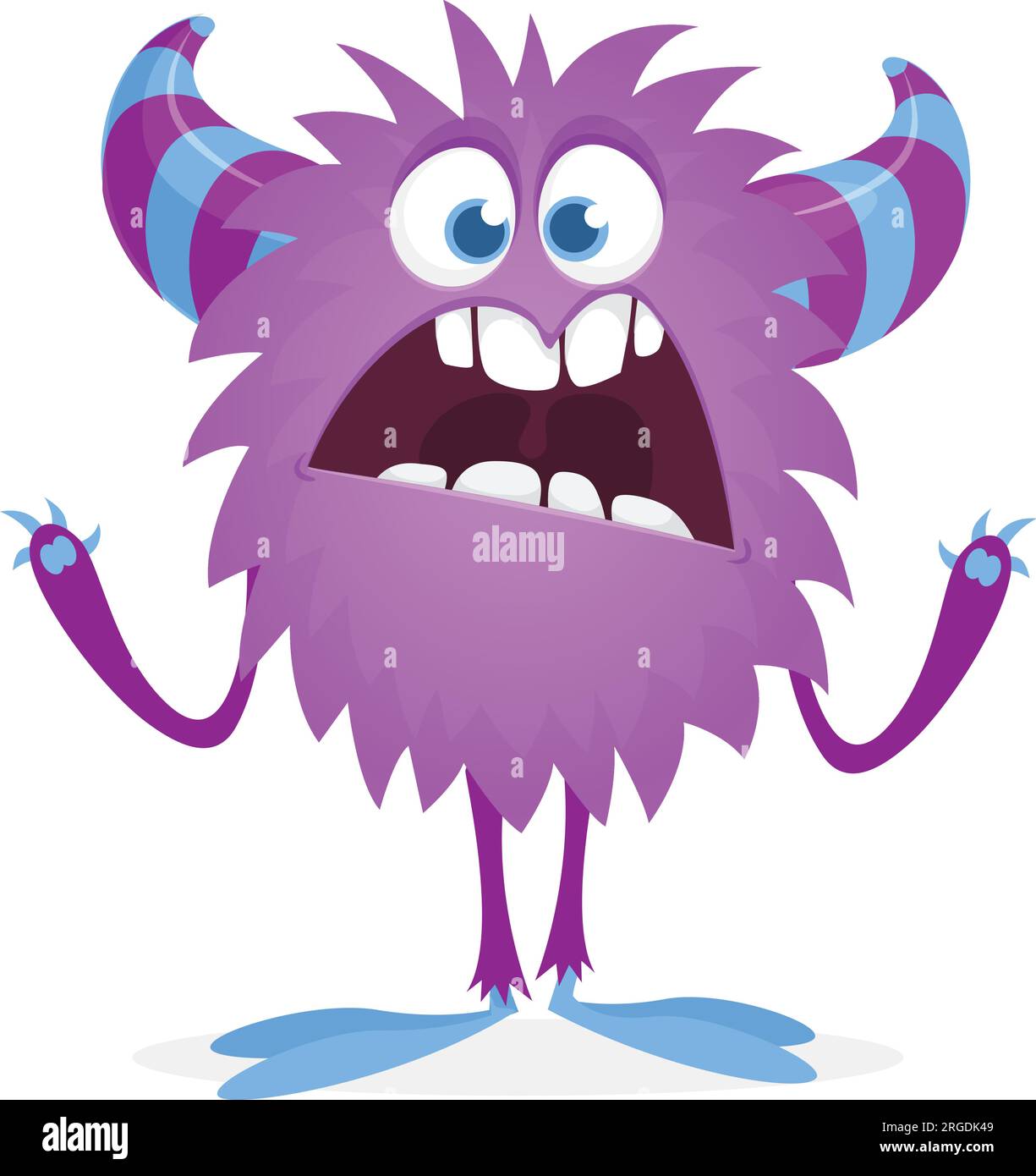 Funny cartoon monster character. Illustration of cute and happy alien ...