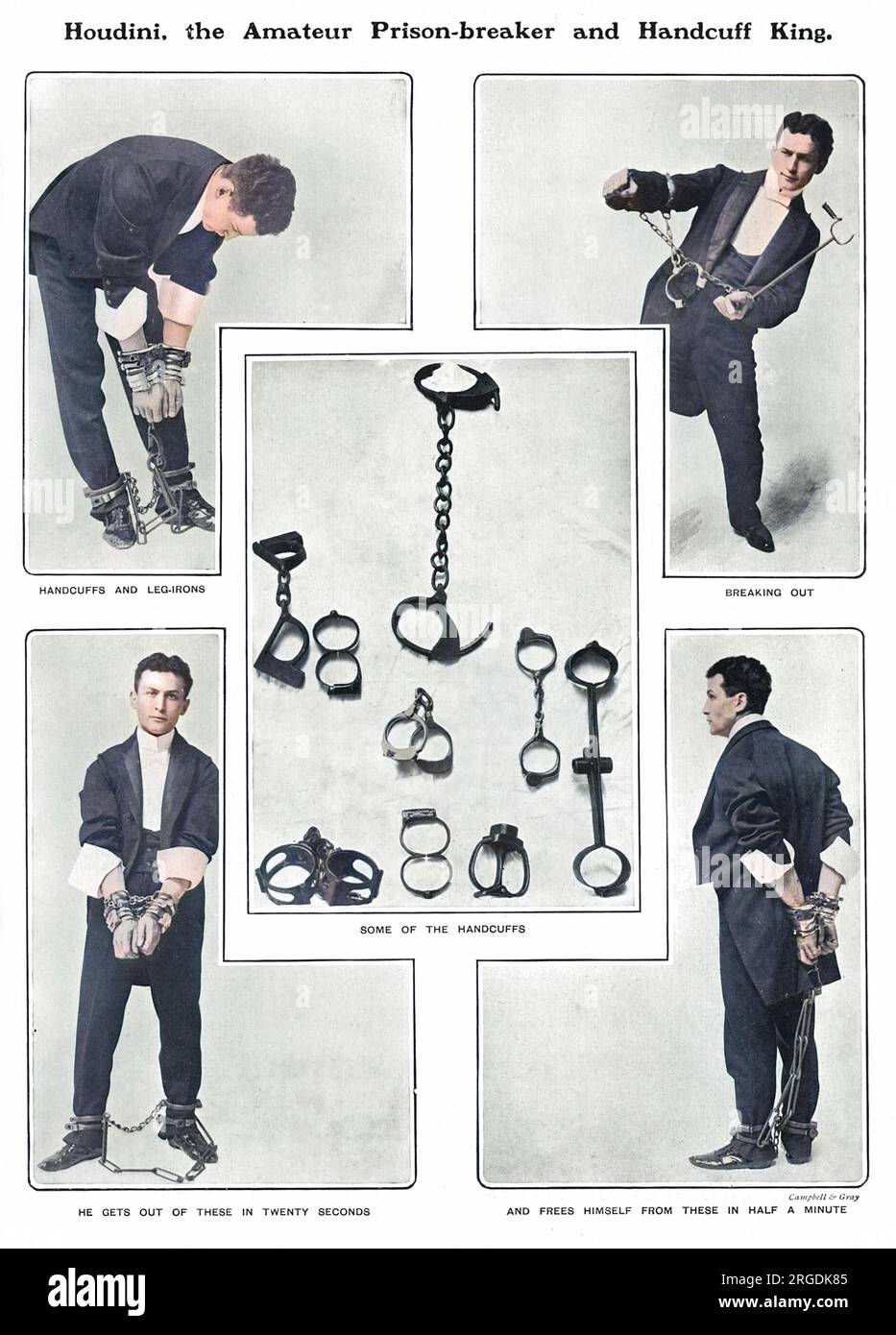 Harry Houdini 1874 1926 In A Sequence Of Photographs Escaping From A Huge Number Of
