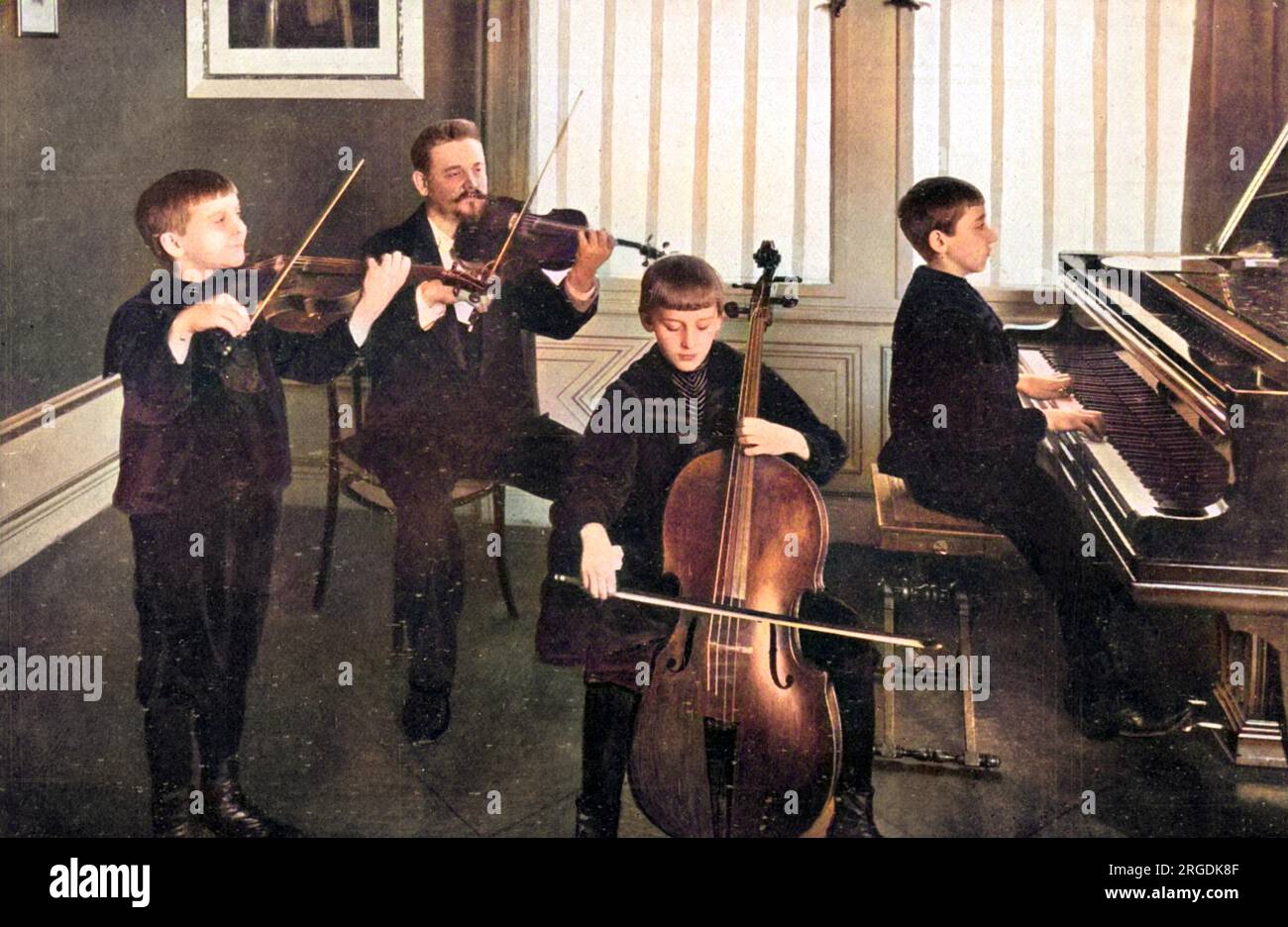 A musical quartet consisting of M. Bratche and three brothers named ...