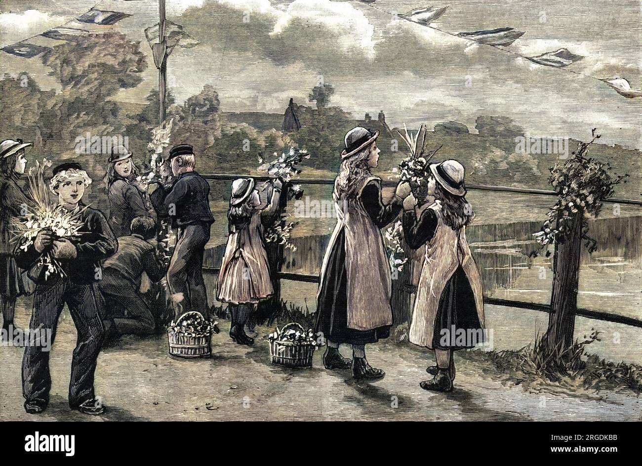 Children decorating Wootton Bridge in Cowes on the occasion of the ...