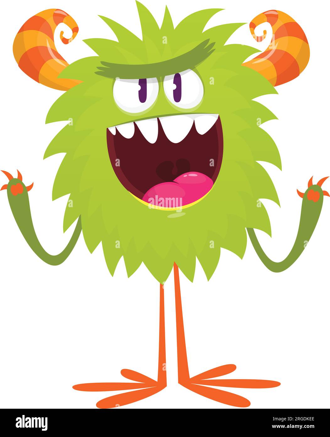 Funny cartoon monster character. Illustration of cute and happy alien ...