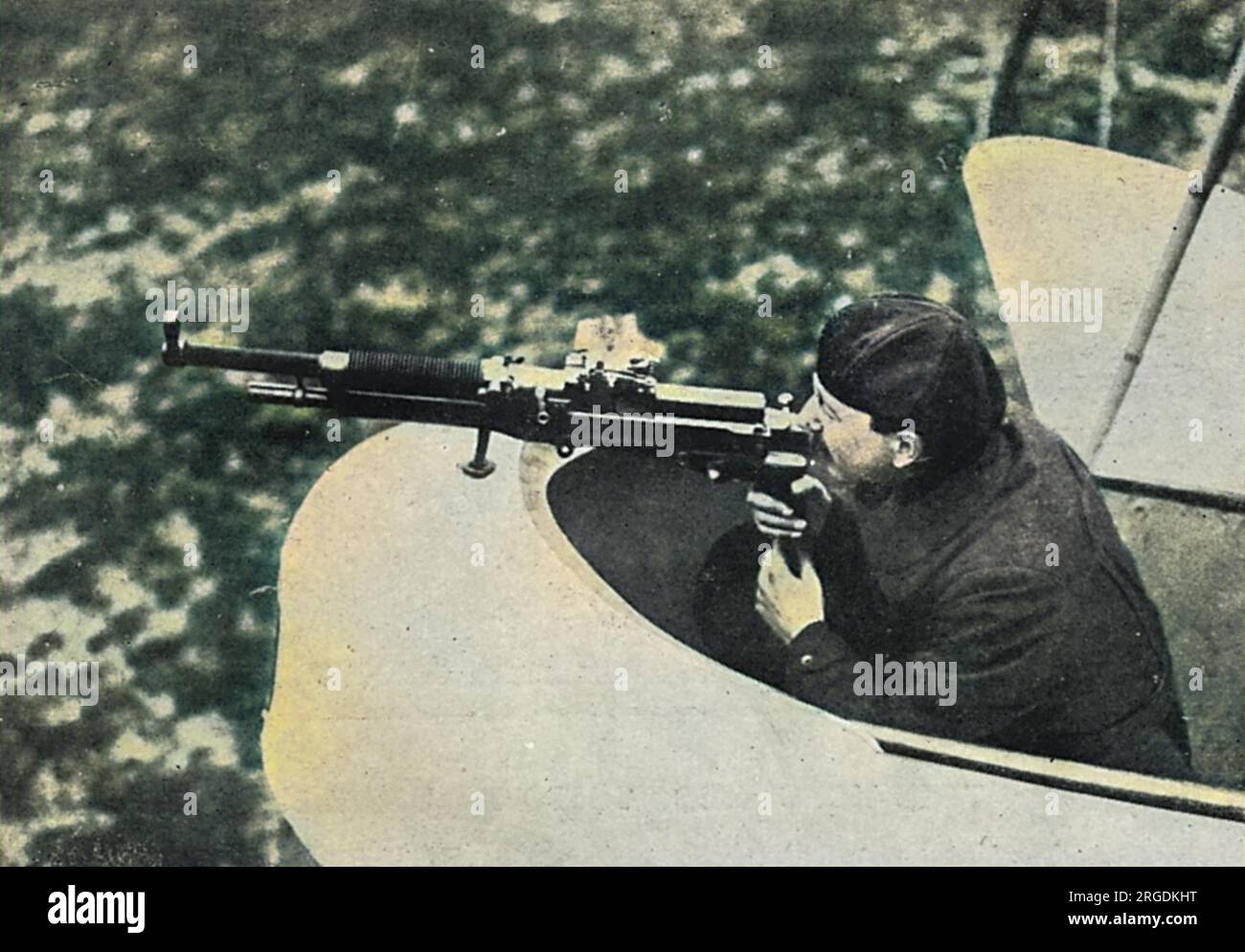 A Hotchkiss machine-gun adapted for use on an aeroplane, as shown here ...
