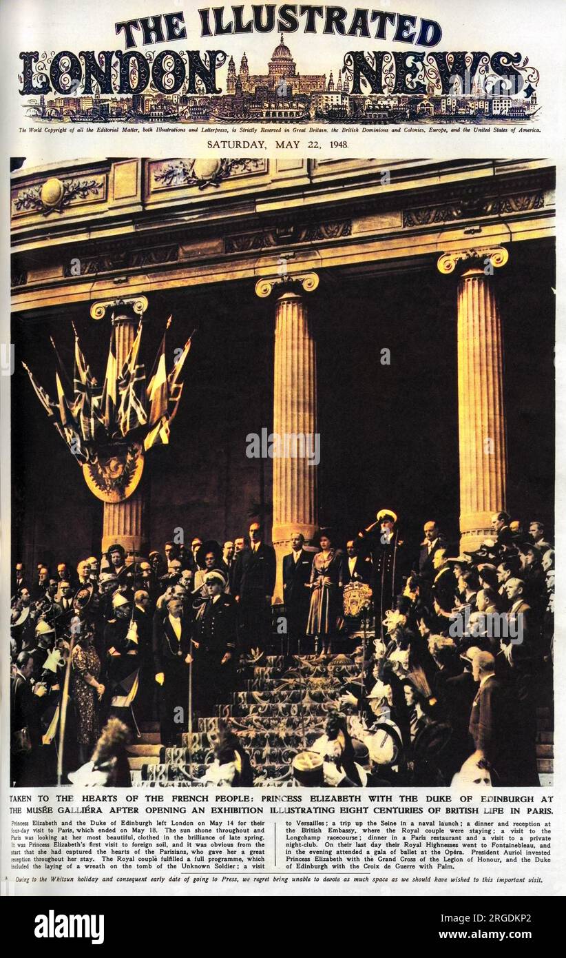 Princess Elizabeth and the Duke of Edinburgh on the steps outside the ...