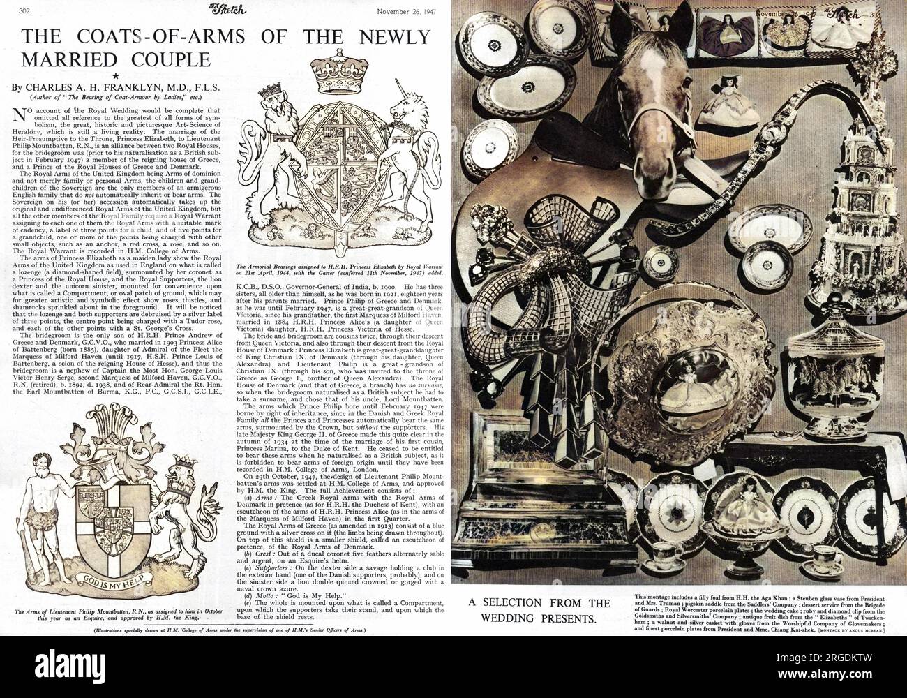The coat-of-arms of the newly married couple, Princess Elizabeth and ...