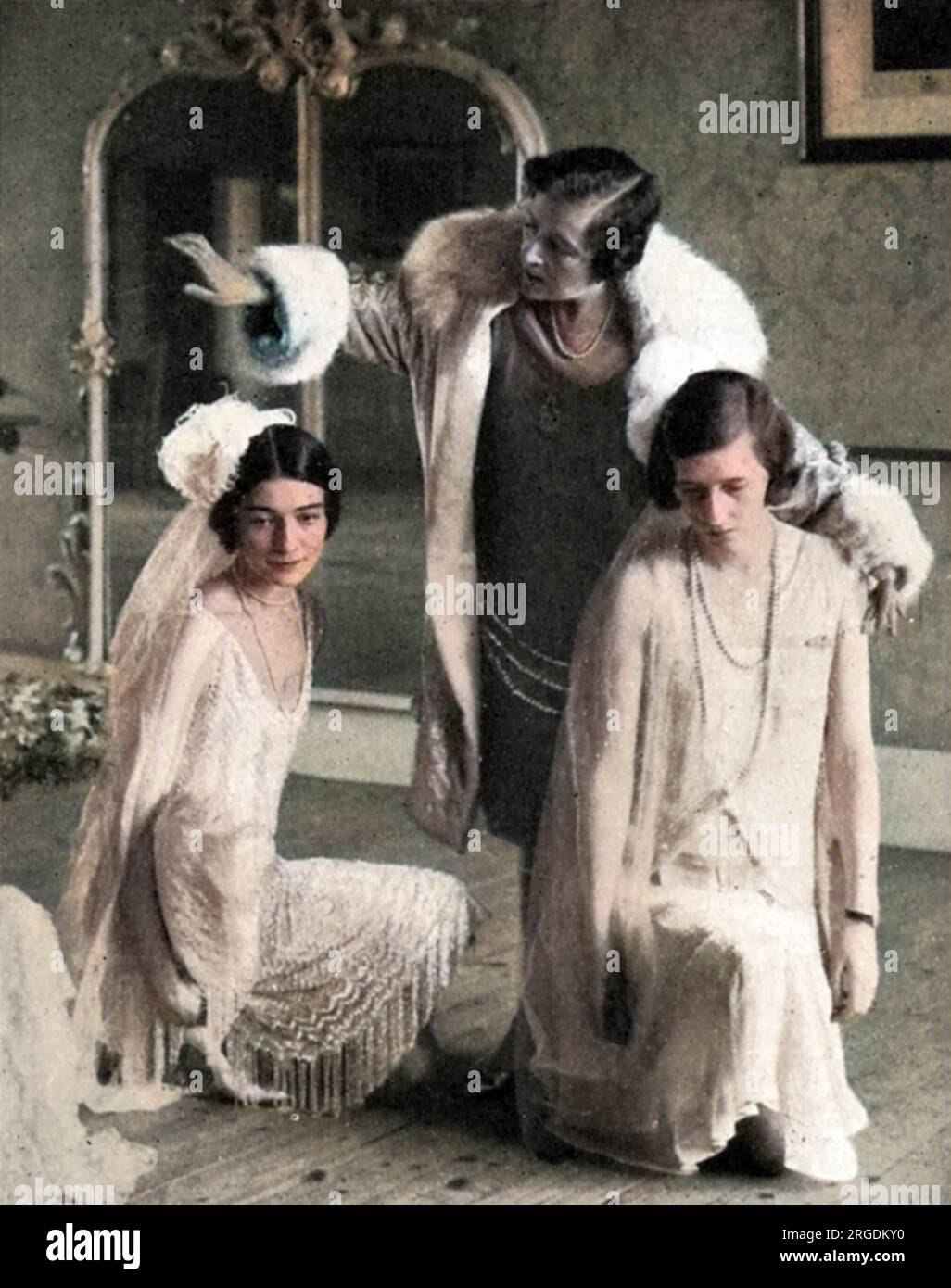 Debutantes of 1929 learning to curtsey under the guidance of Madame ...