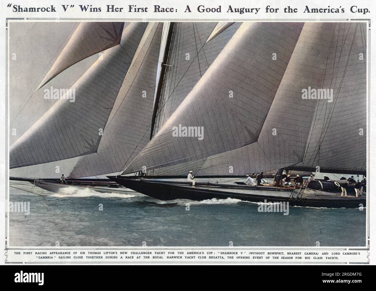 The first appearance in a race by the Shamrock V, Sir Thomas Lipton's ...