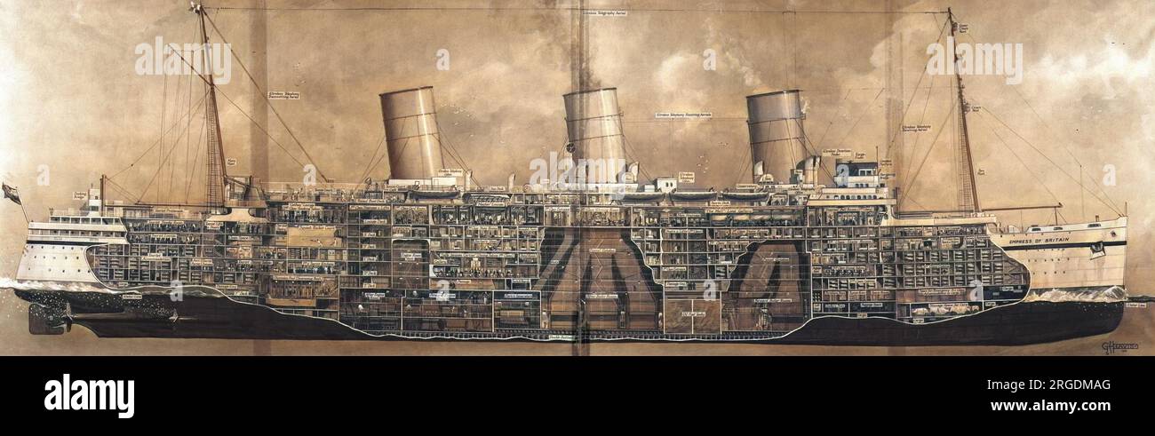 The ocean liner, Empress of Britain, a steamship owned by the Canadian ...