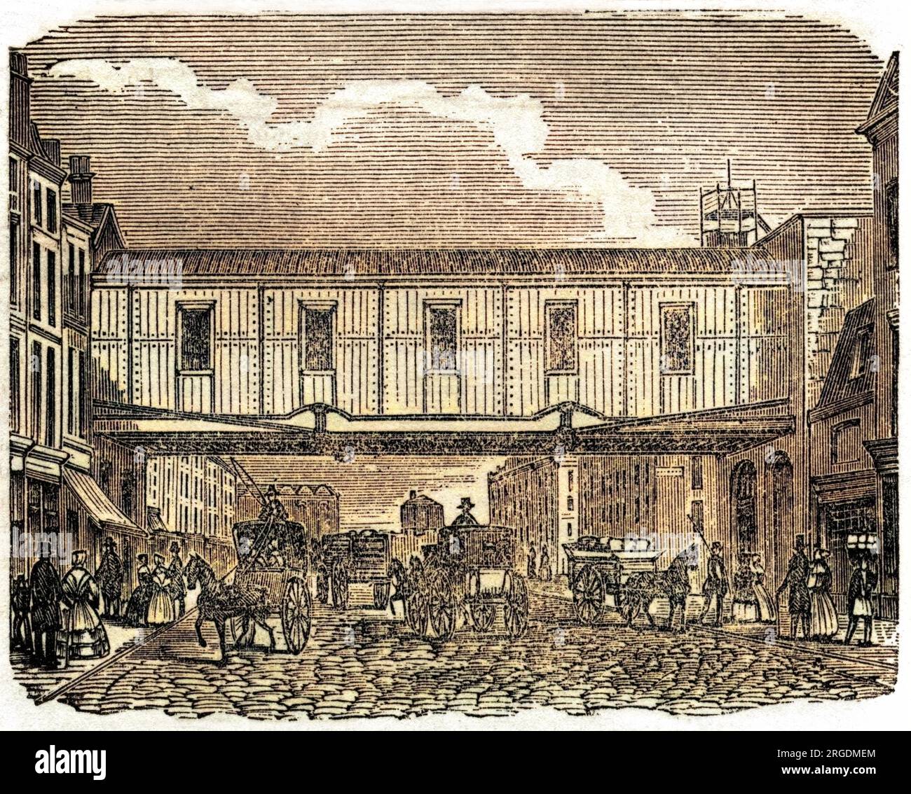 The iron viaduct crossing the Minories, London, 1851. An example of an ...