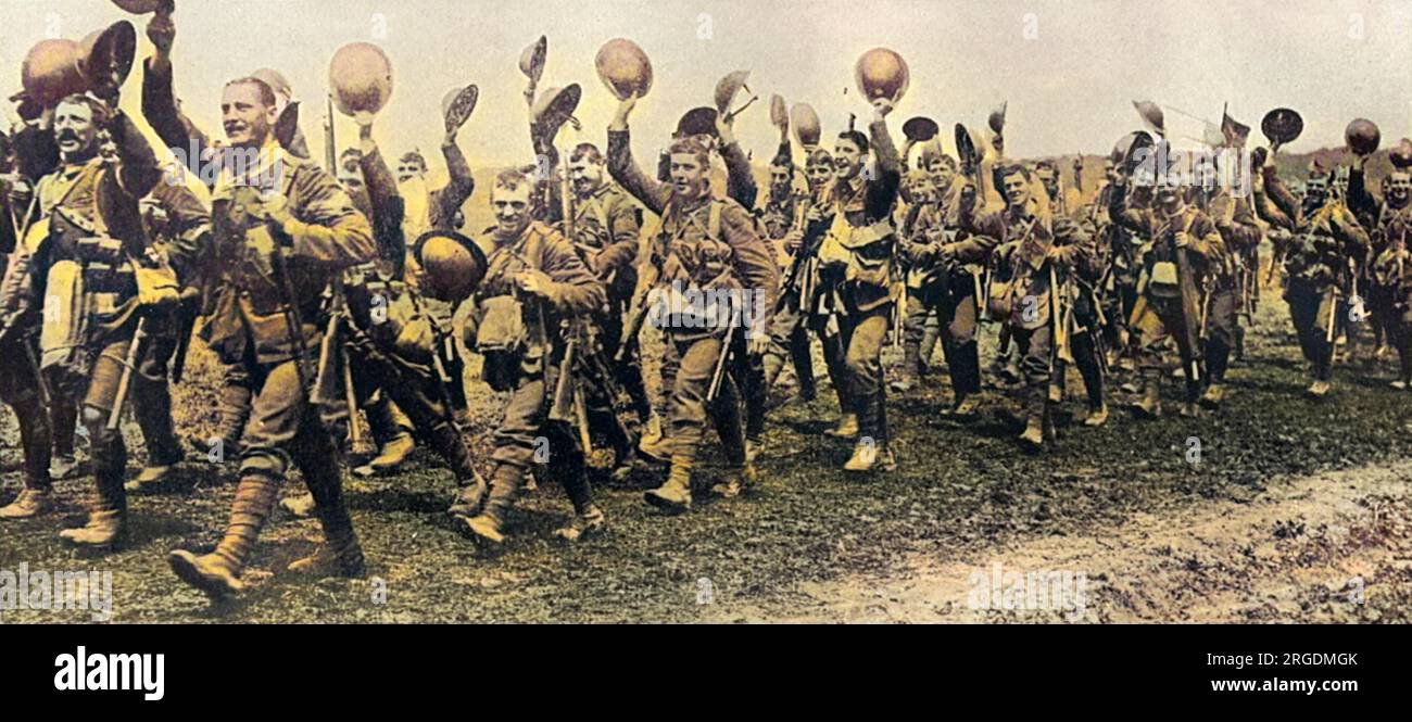 British soldiers from the Worcester Regiment cheerily waving their ...