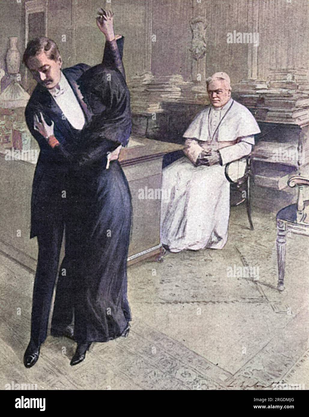 Pope Pius X carefully watches as a couple perform the tango for him, so ...