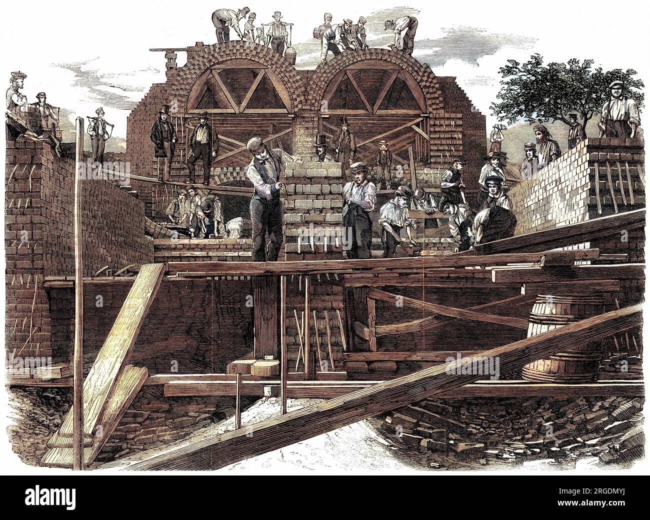 Drainage works in London to purify the water: sectional view of the ...