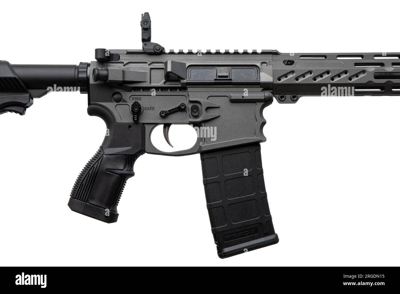 Close-up of a modern automatic carbine with mechanical sights. Weapons ...