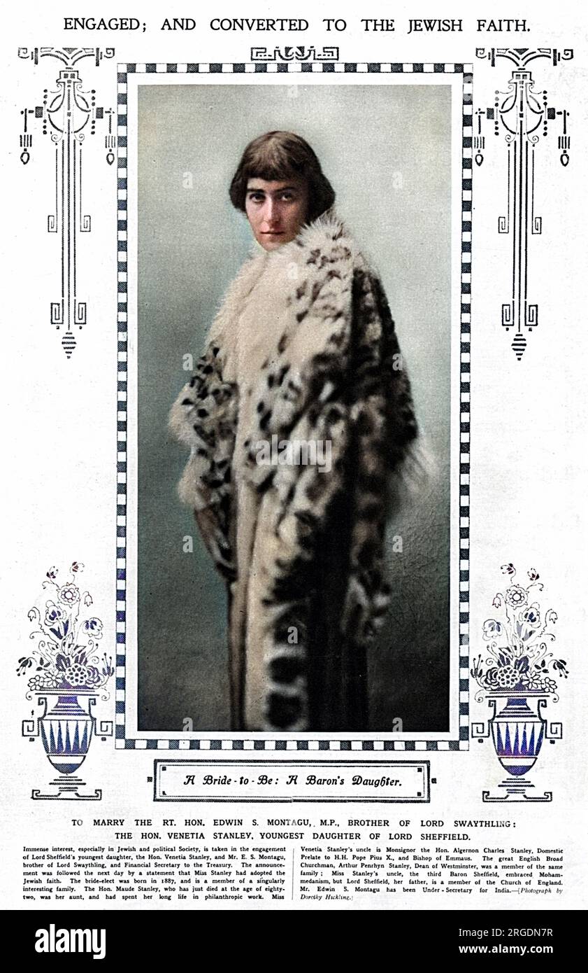 The Hon. Venetia Stanley (1887-1948), youngest daughter of Lord Sheffield, pictured at the time ...