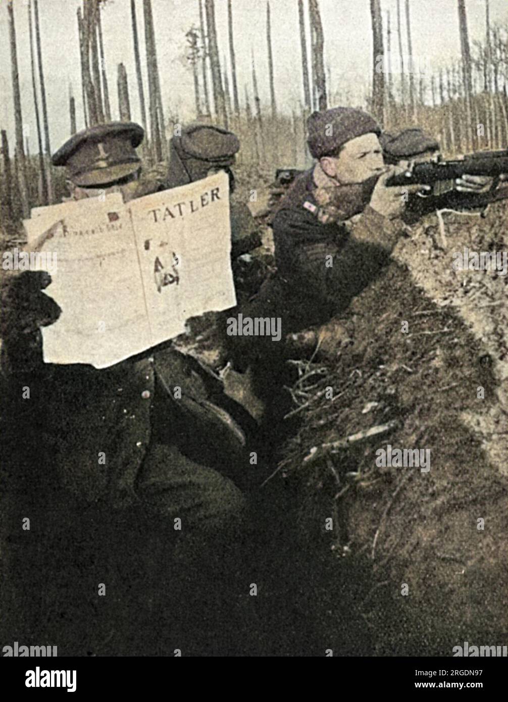 'The Tatler' doing its bit. British soldiers in a trench in the ...