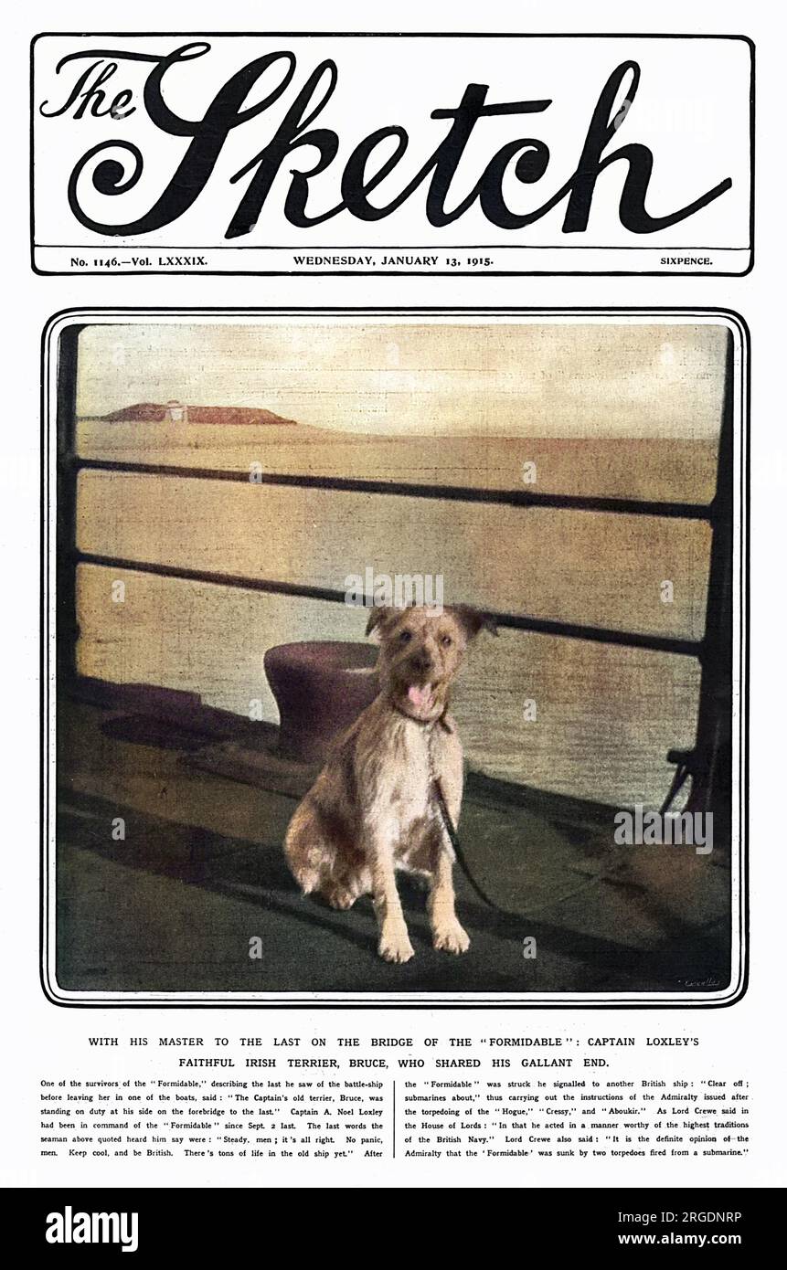 Front cover of The Sketch magazine featuring a portrait of Bruce, the ...