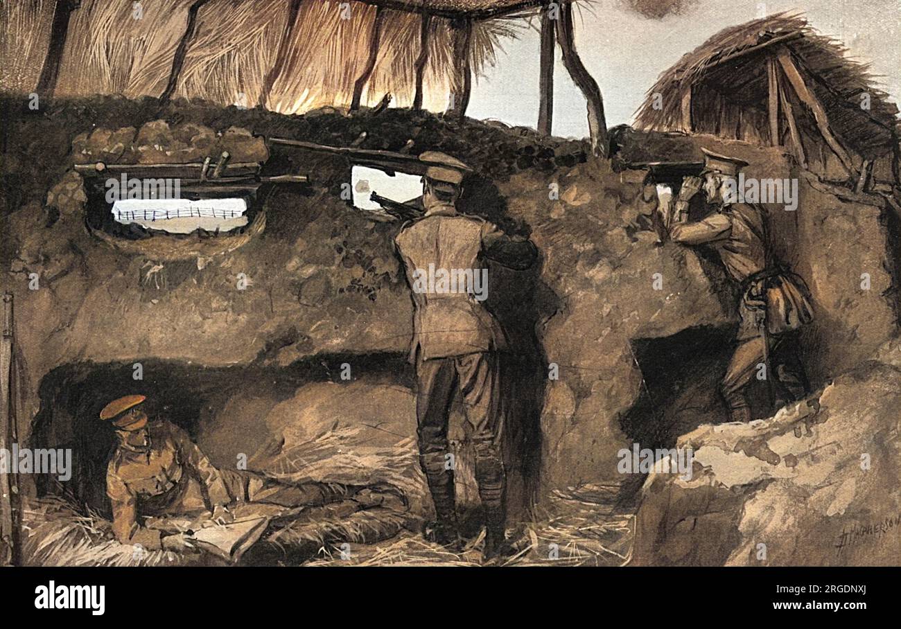 Interior view of a trench constructed by the British in the Aisne ...