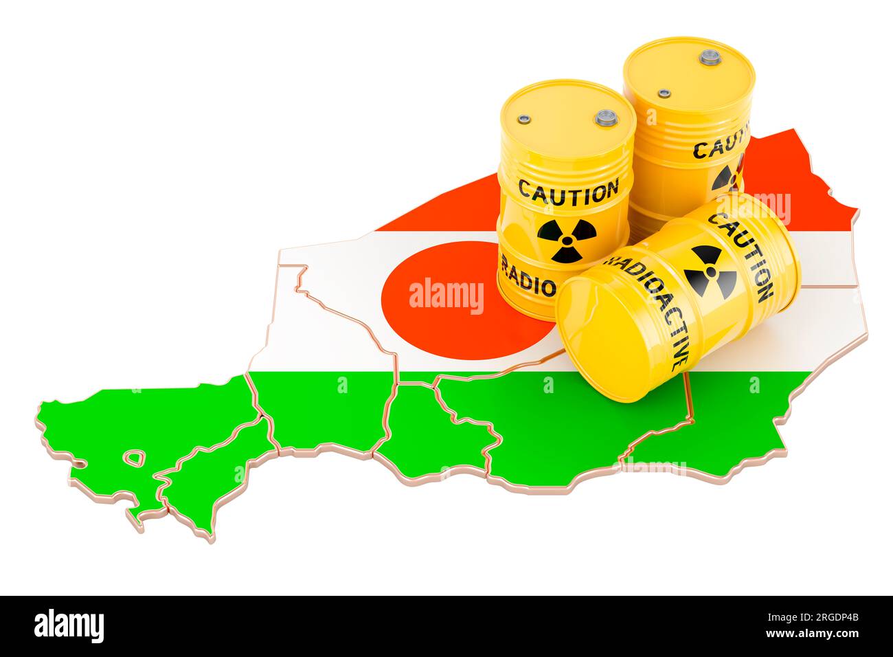 Uranium production in Niger, concept. 3D rendering isolated on white ...