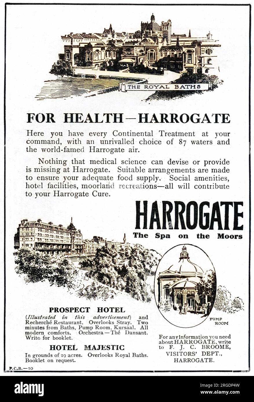 Advertisement for Harrogate in North Yorkshire, 'the spa on the moors ...