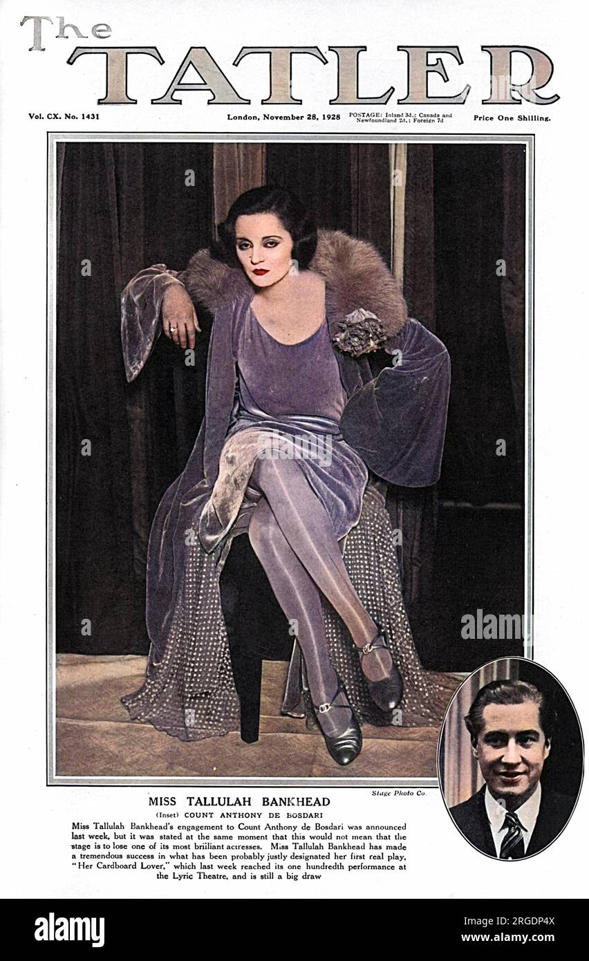 A front cover of The Tatler, reporting the engagement of the actress ...