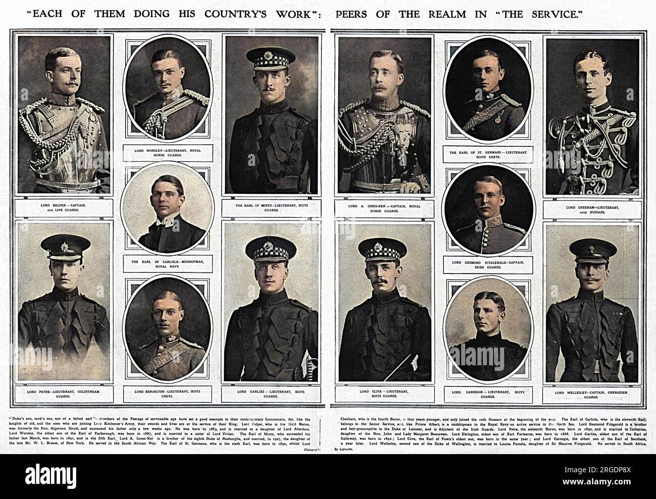 Double page spread from The Sketch showing portraits of peers of the ...