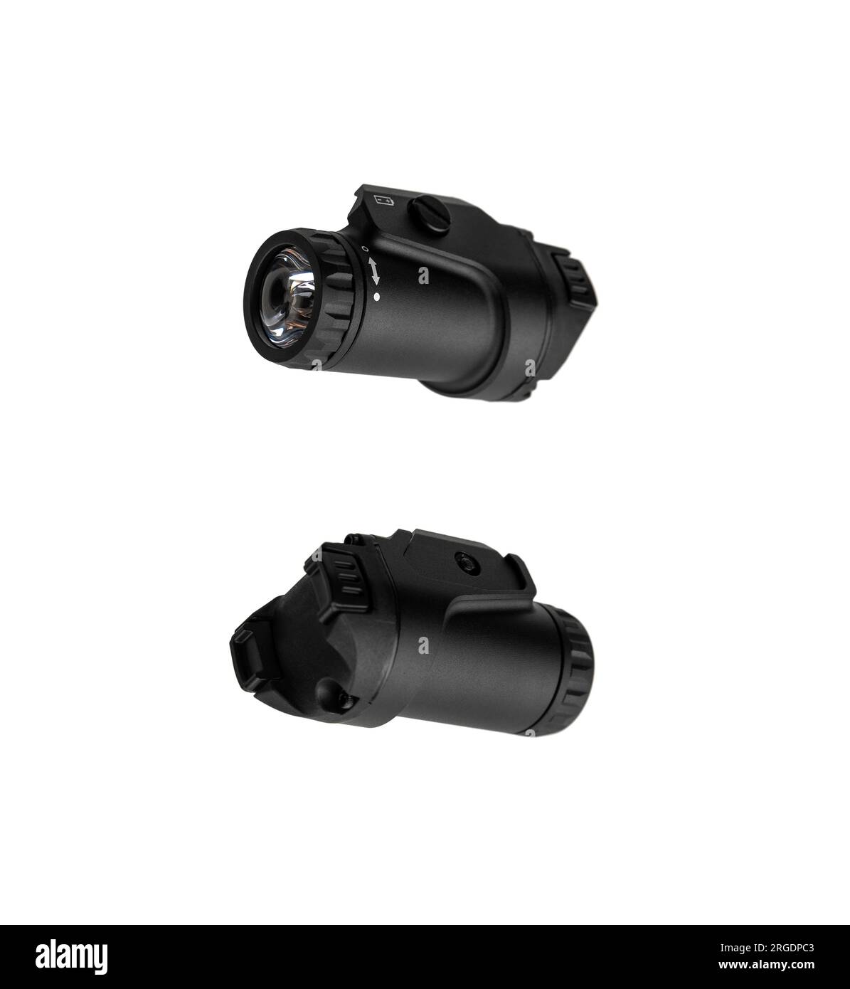 Modern LED flashlight with weapon mount. Underbarrel tactical ...
