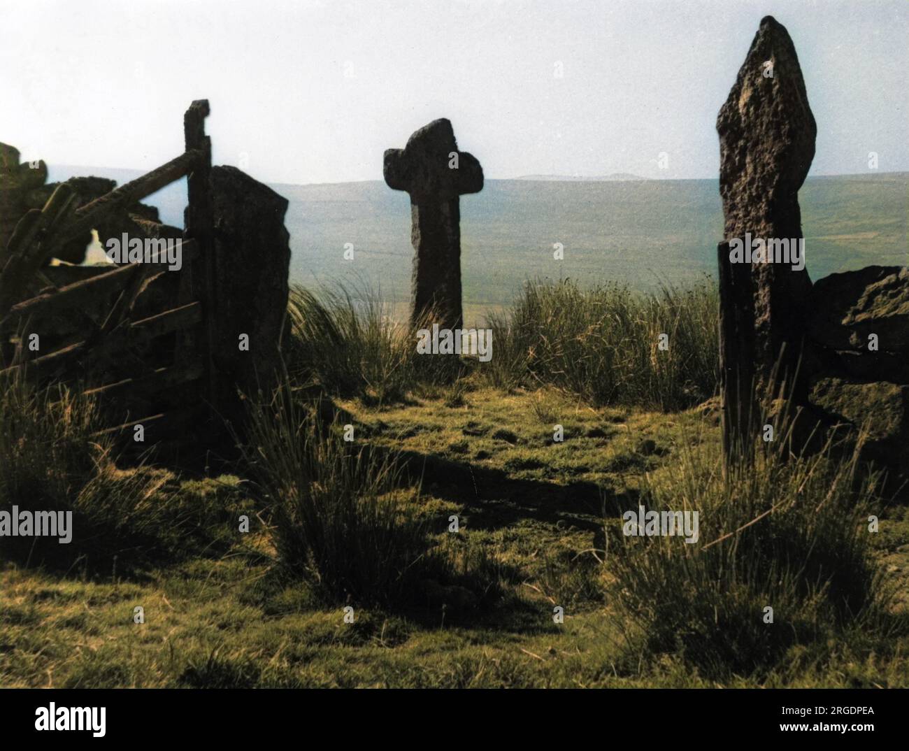 The old stone cross on Ter Hill, one of the highest points of South ...
