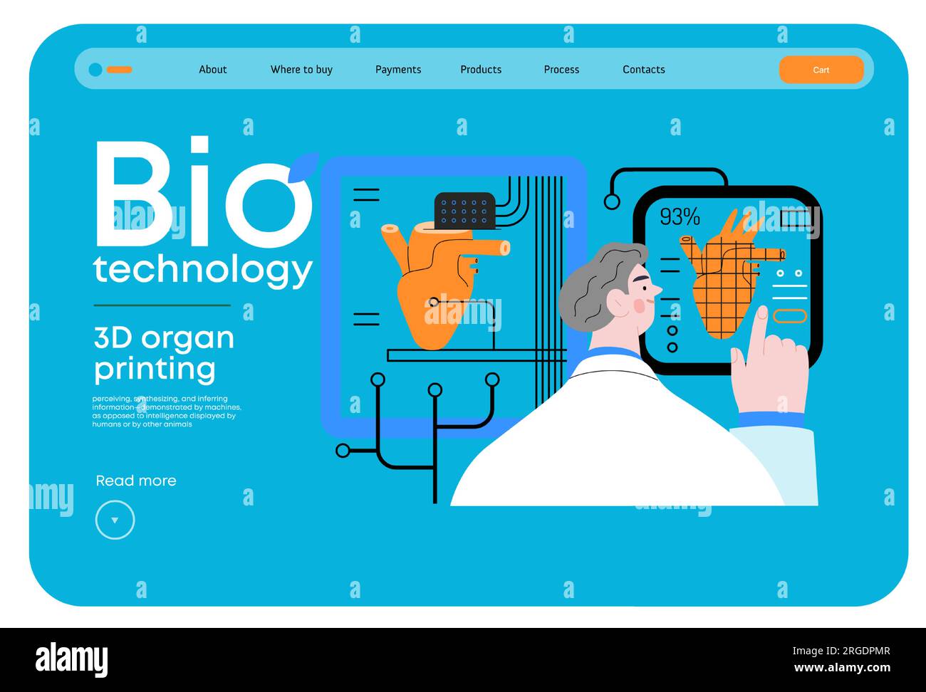 Bio Technology, 3D organ printing -modern flat vector concept ...