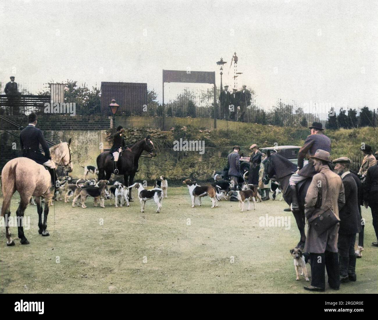 A cubbing Meet of the West Kent Foxhounds, held at Kemsing Station ...