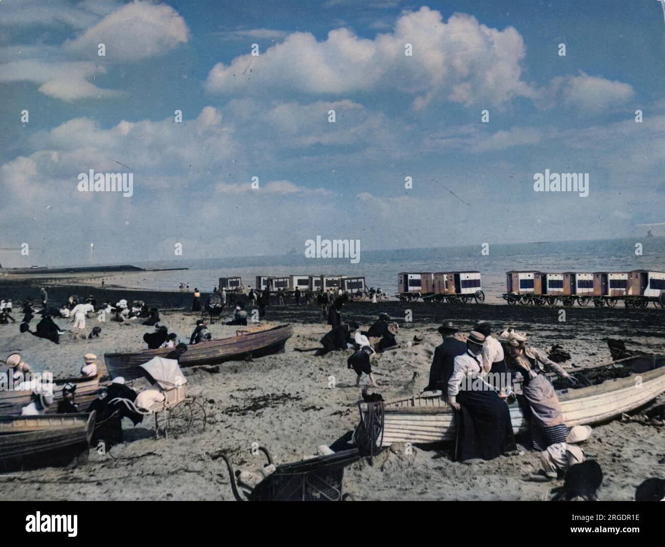 An interesting beach scene at Walton-on-the-Naze, Essex, England ...