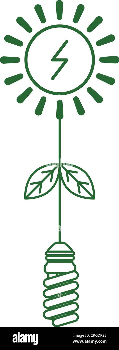 Isolated outline of an eco lightbulb with leaves icon Vector Stock ...